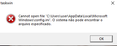 Erro no Windows - Cannot open file "C:\Users\user\AppData\Local ...