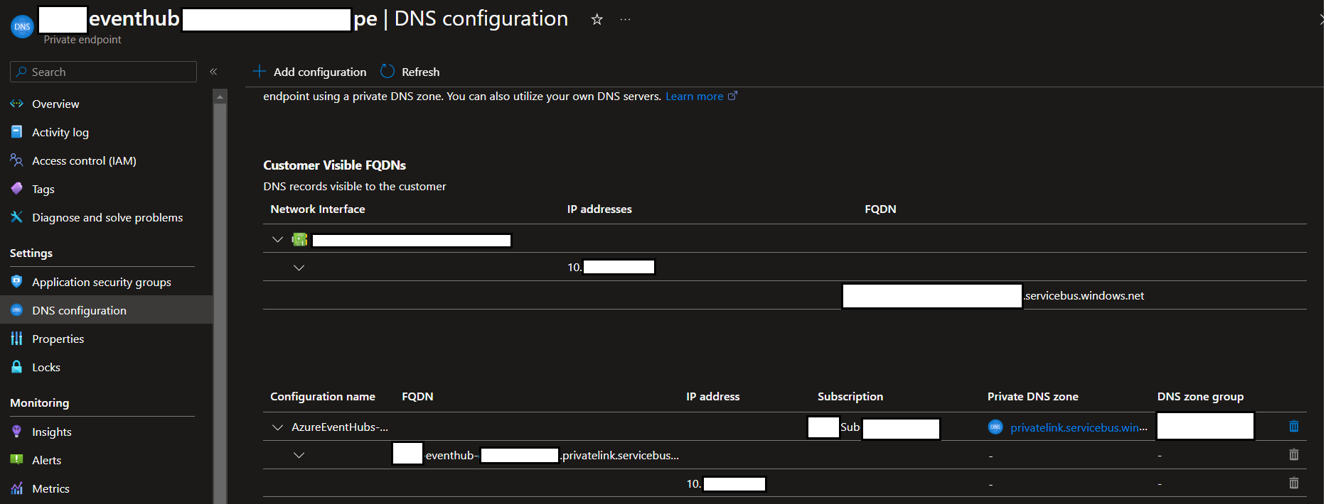 Event Hub Namespace Not Resolving With Private Endpoints Private Ip