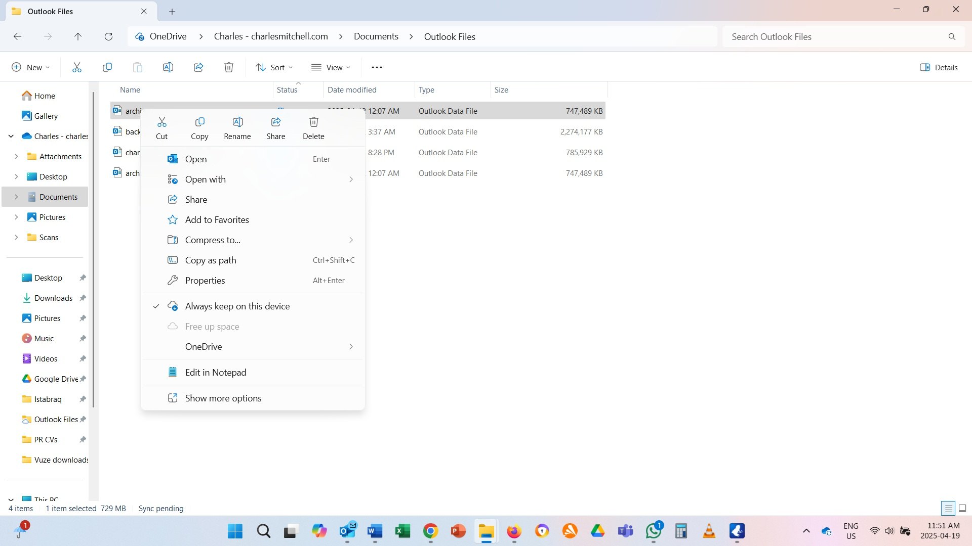 Cannot Keep Outlook .pst Files Stored Locally on New Computer ...