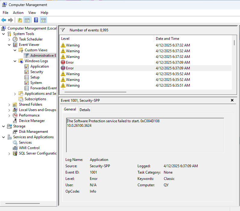 The Software Protection service failed to start. 0xC004D108 - Microsoft Q&A