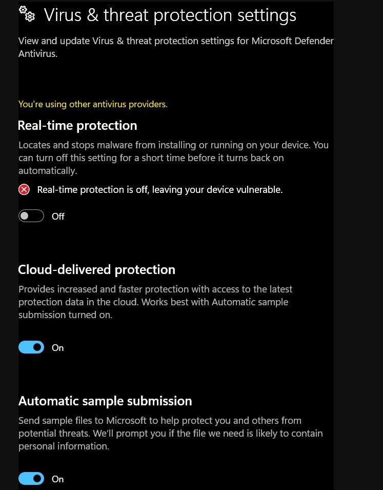Can't turn on the real time protection in my windows 11 machine ...