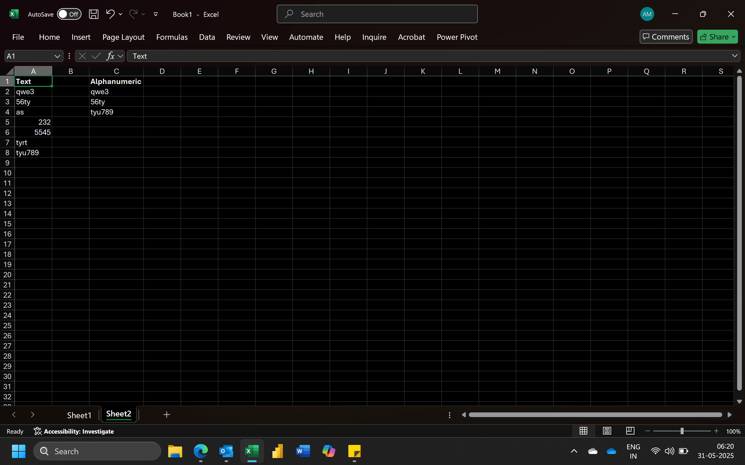 In Excel colum how to filter only alphanumeric? - Microsoft Q&A