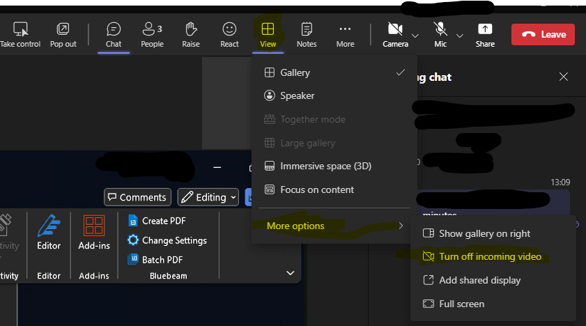How do I turn off incoming video in Teams desktop app - Microsoft Q&A