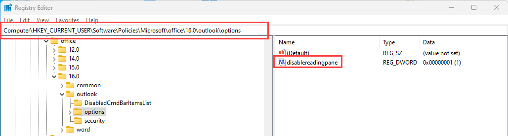Why is The Review Pane OFF key is grayed out on microsoft outlook 2019 ...