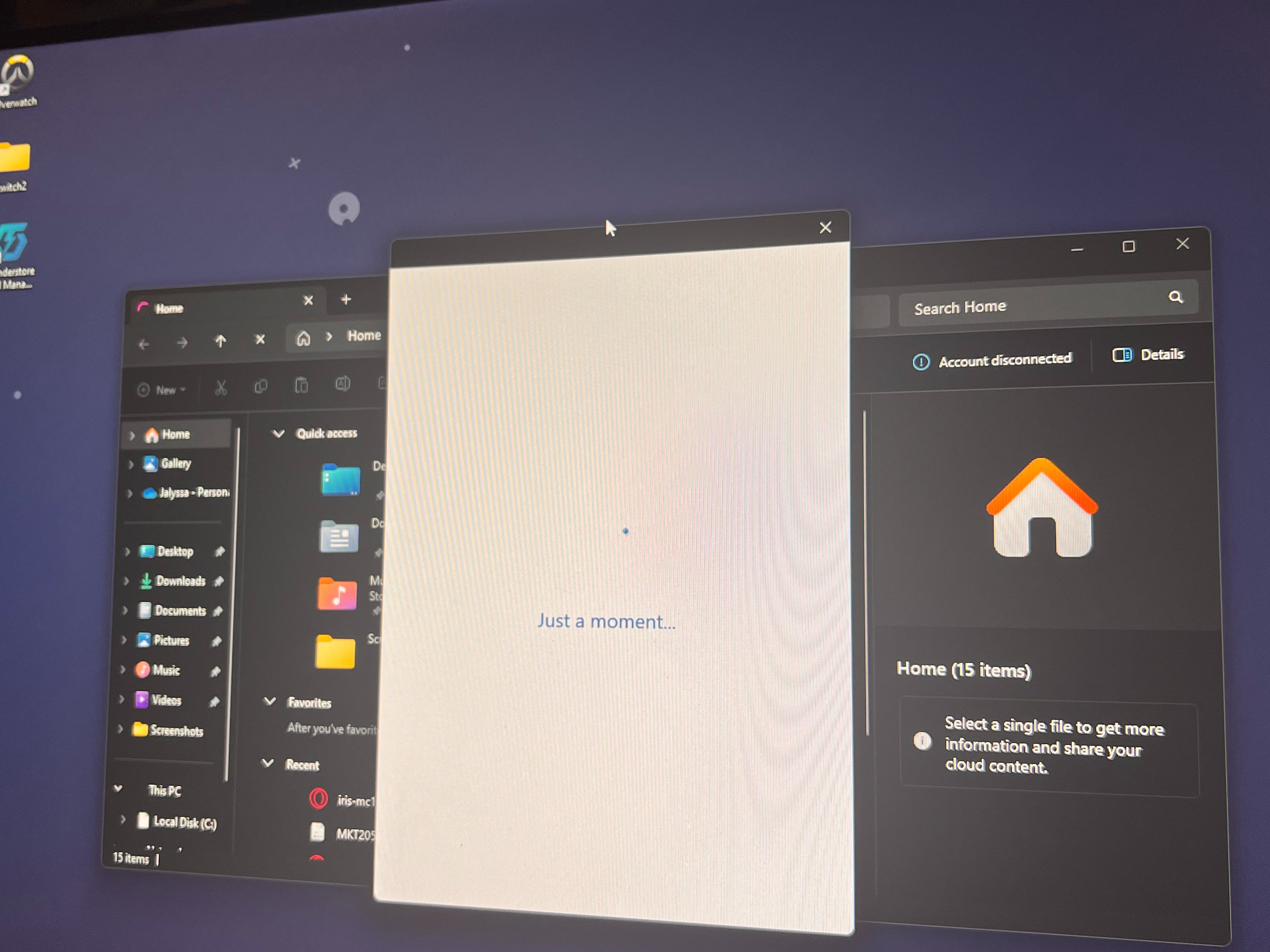 How do I fix the issues with my PC Files Explorer "Account disconnected ...