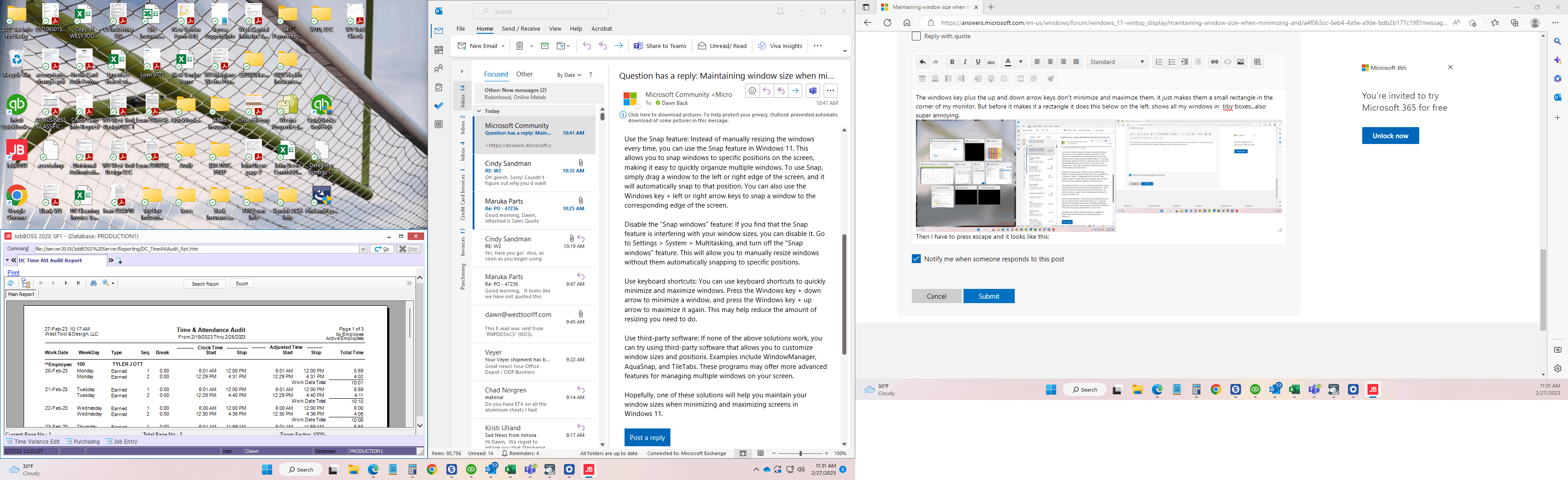 Maintaining window size when minimizing and maximizing screens in ...