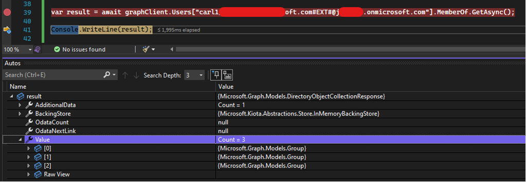 Graph Api Not Fetching The Ad Groups Of The Users Which Has Type As