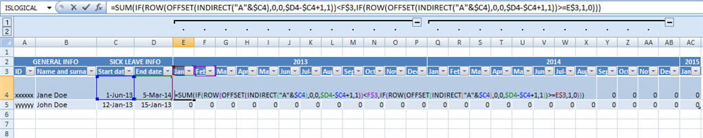 How to calculate how many days fall into each month between two dates ...