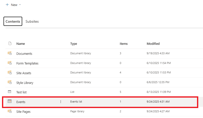 Events not showing after I add them - Microsoft Q&A