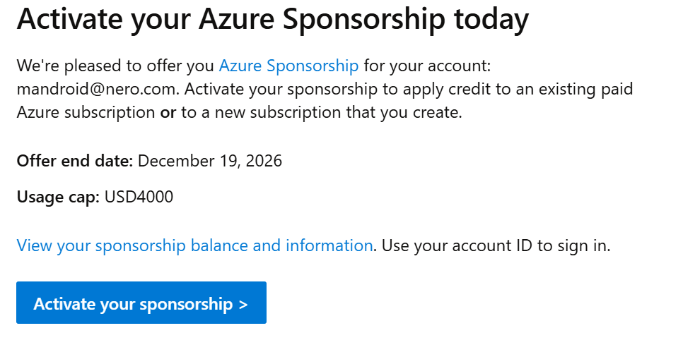 Can not Activate your Azure Sponsorship - Microsoft Q&A