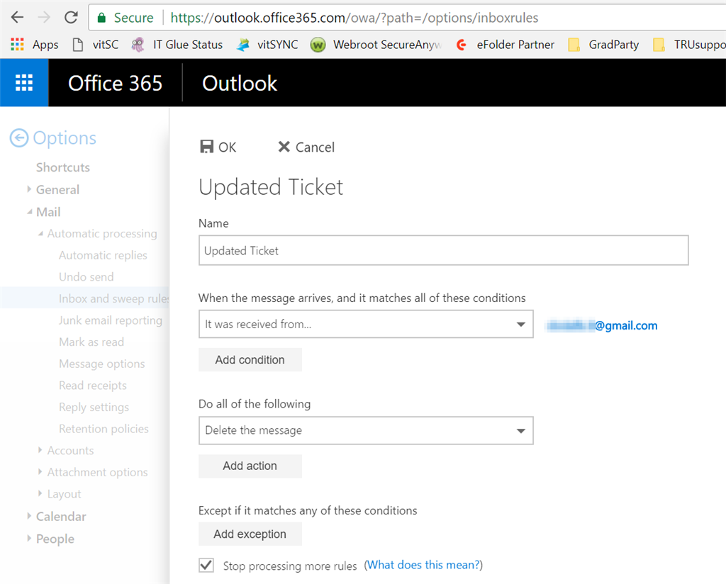 Office 365 OWA Rules - Microsoft Q&A
