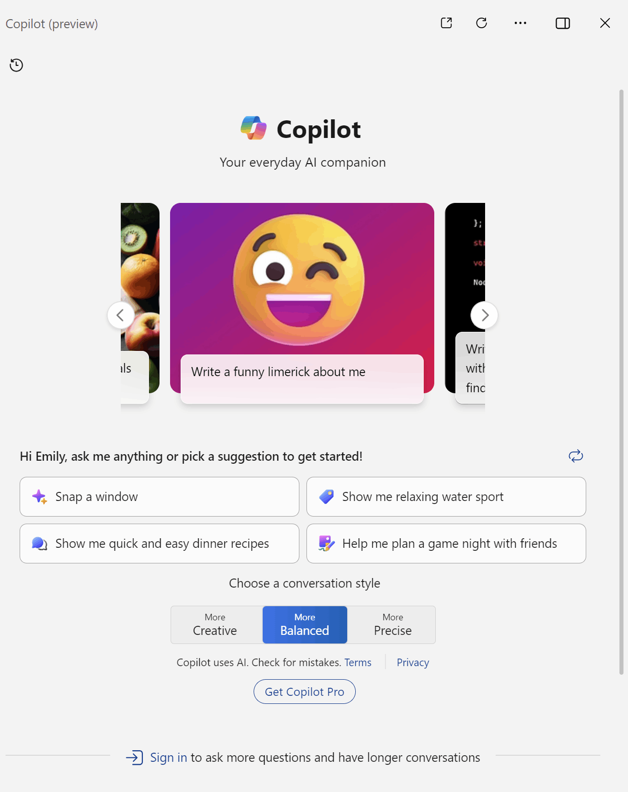 Why do I still see a "Sign in" link in Copilot when I am already signed ...
