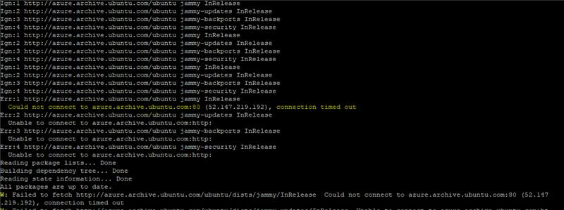 Unable to update packages from Azure Ubuntu (apt-get update) - Microsoft Q&A