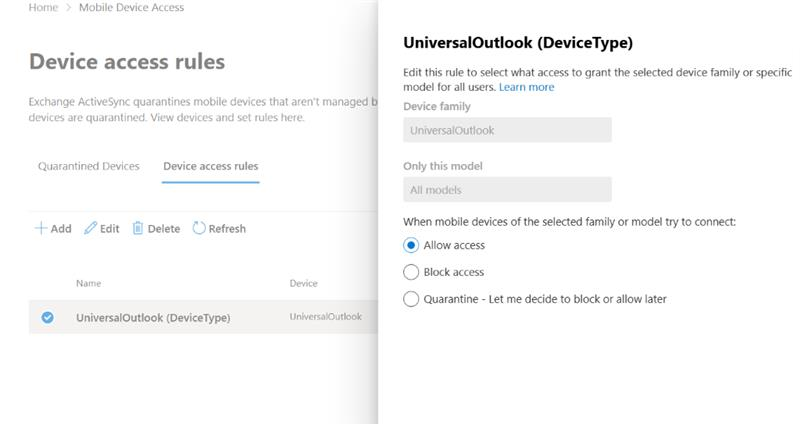 Managing ActiveSync with Exchange Admin Center - Microsoft Q&A