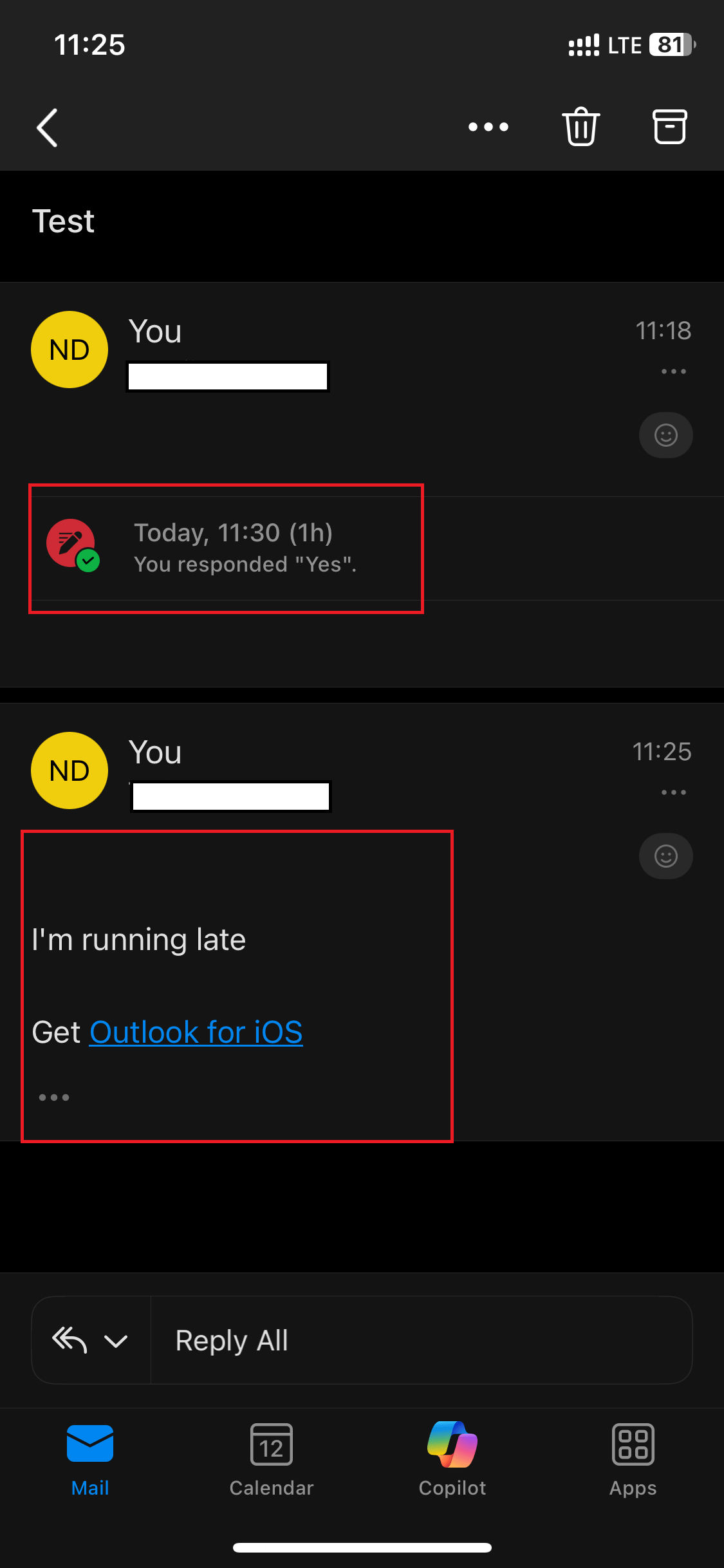 Automatic sending "Im running late" - Microsoft Q&A