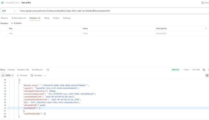 Graph API Teams Shift api always returns a blank for field "lastModifiedBy" - Microsoft Q&A