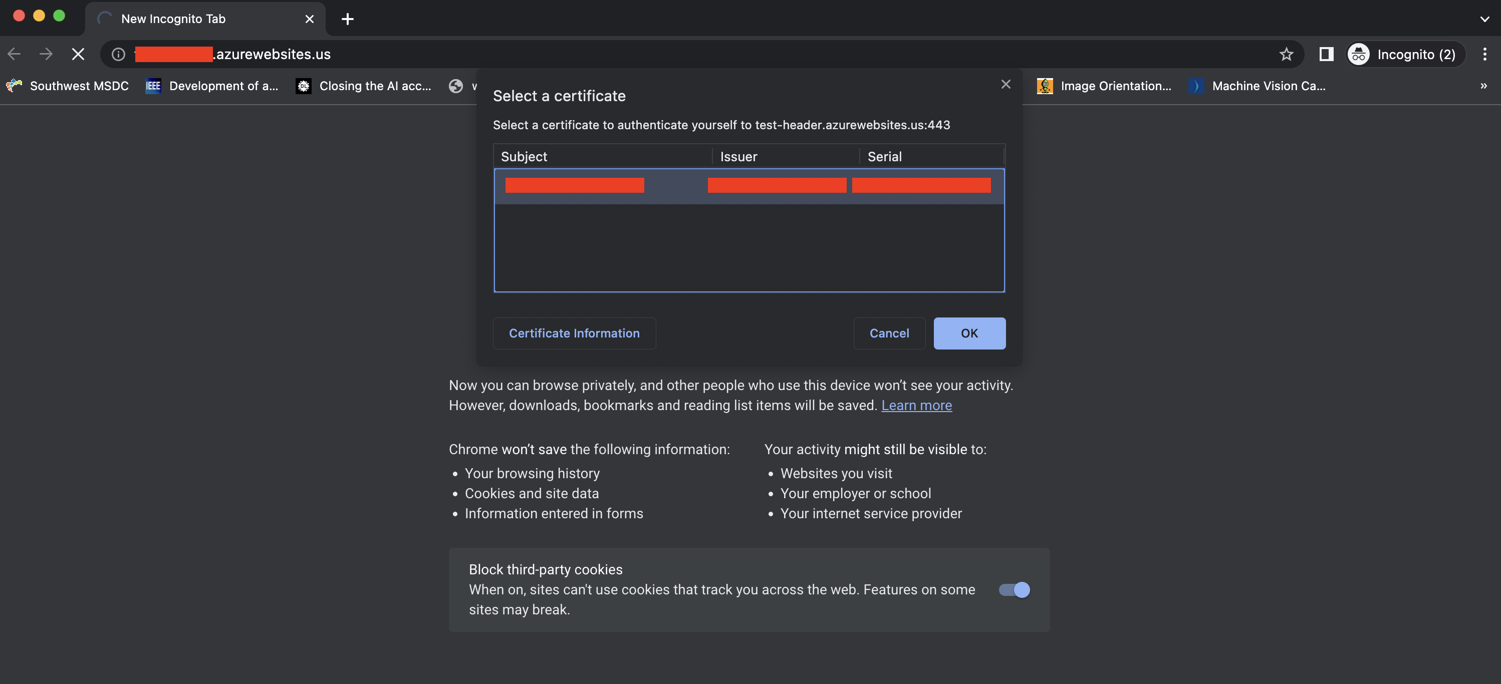 Client Certificate HTTP Header not populating - Microsoft Q&A