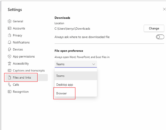 Teams app opens links in Teams app not in browser - Microsoft Q&A