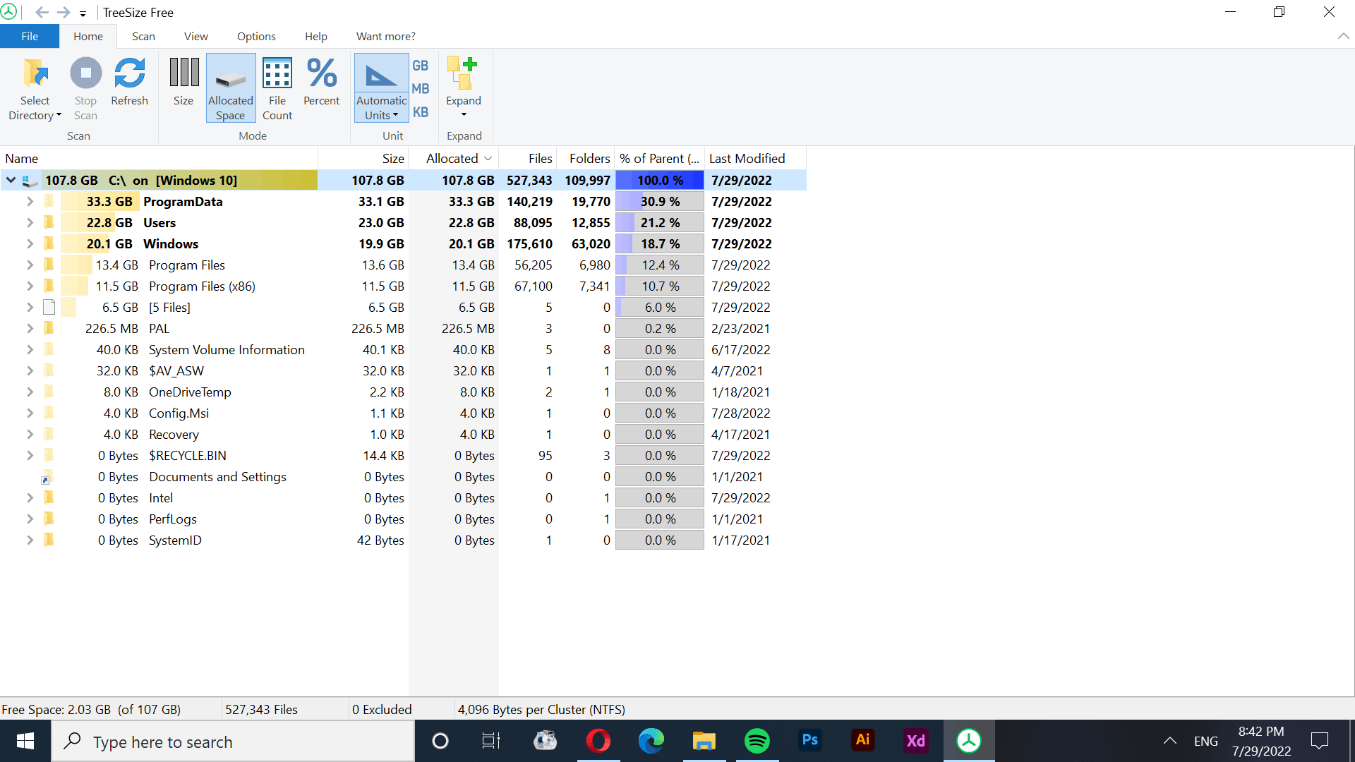 Hard Disk C full but the files and folders do not add up to the ...