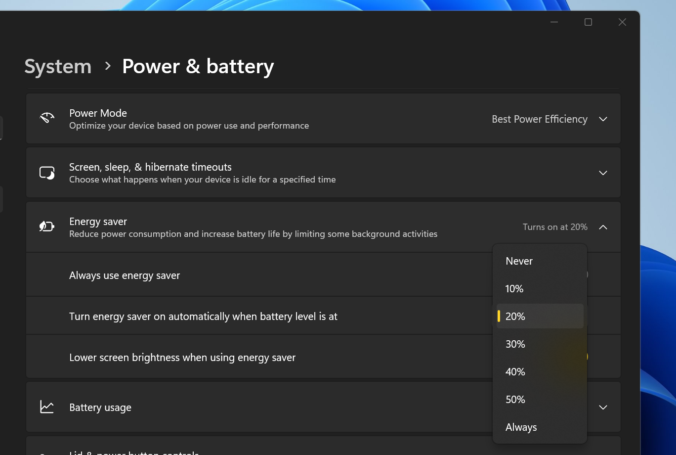 How to automatically save power on battery? - Microsoft Q&A