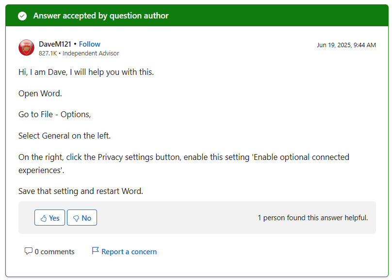 MS Win 11 Word 365 Dictate "This command is not available. Your ...