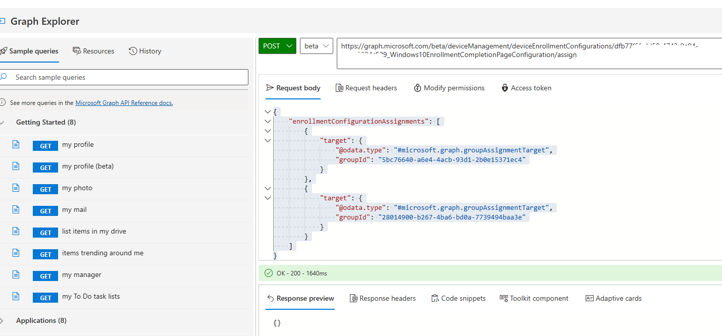 How do I assign an ESP to multiple groups using graph API? - Microsoft Q&A