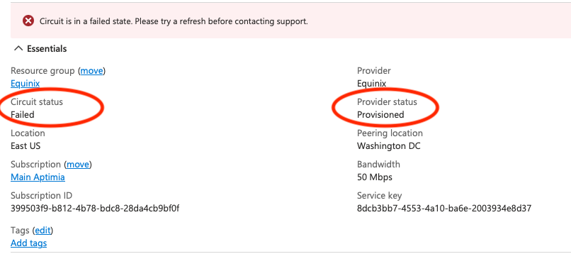 How to fix ExpressRoute circuit in failed state? - Microsoft Q&A