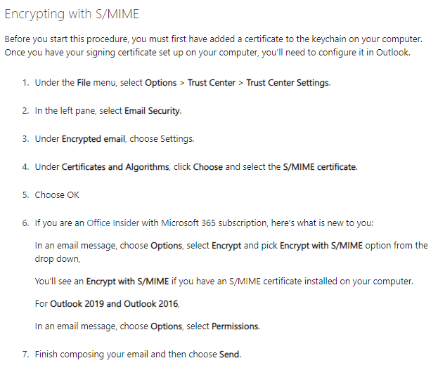 I cannot get my email in outlook to send an encrypted email - Microsoft Q&A