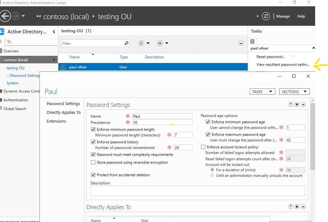 Domain group policies in Active Directory Administrative Center ...