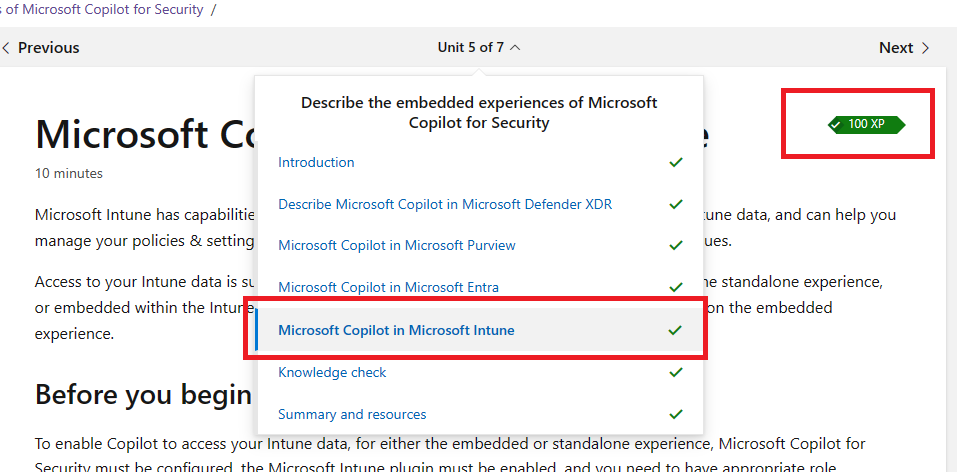 Knowledge check will not complete - Microsoft Q&A