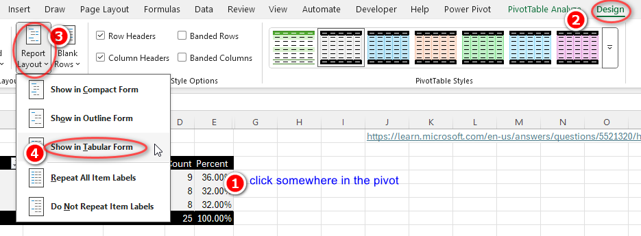 How to create a pivot table that records percentages of success ...