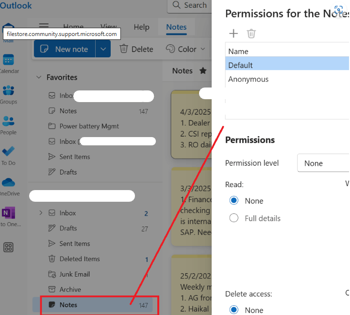 How to check the note shared with me in outlook mail? - Microsoft Q&A
