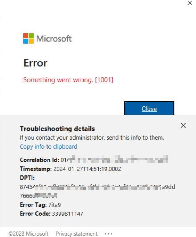 error when logging - Microsoft Q&A