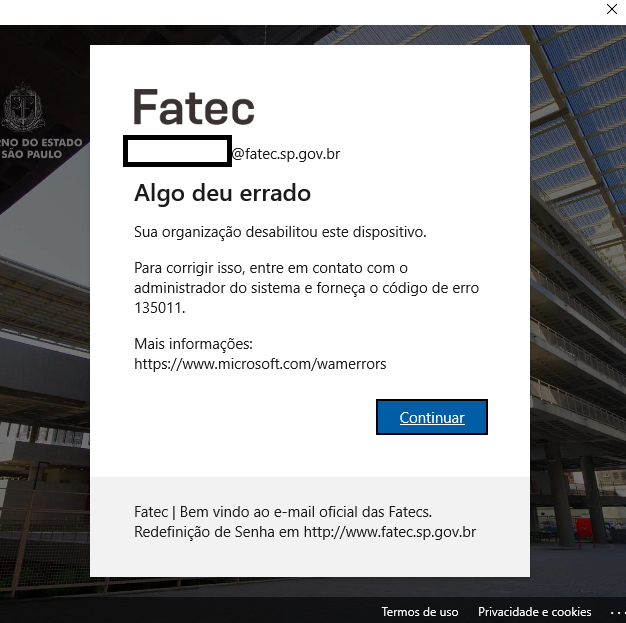 Erro 135011 ao tentar ativar novamente o Office 365 - Microsoft Q&A