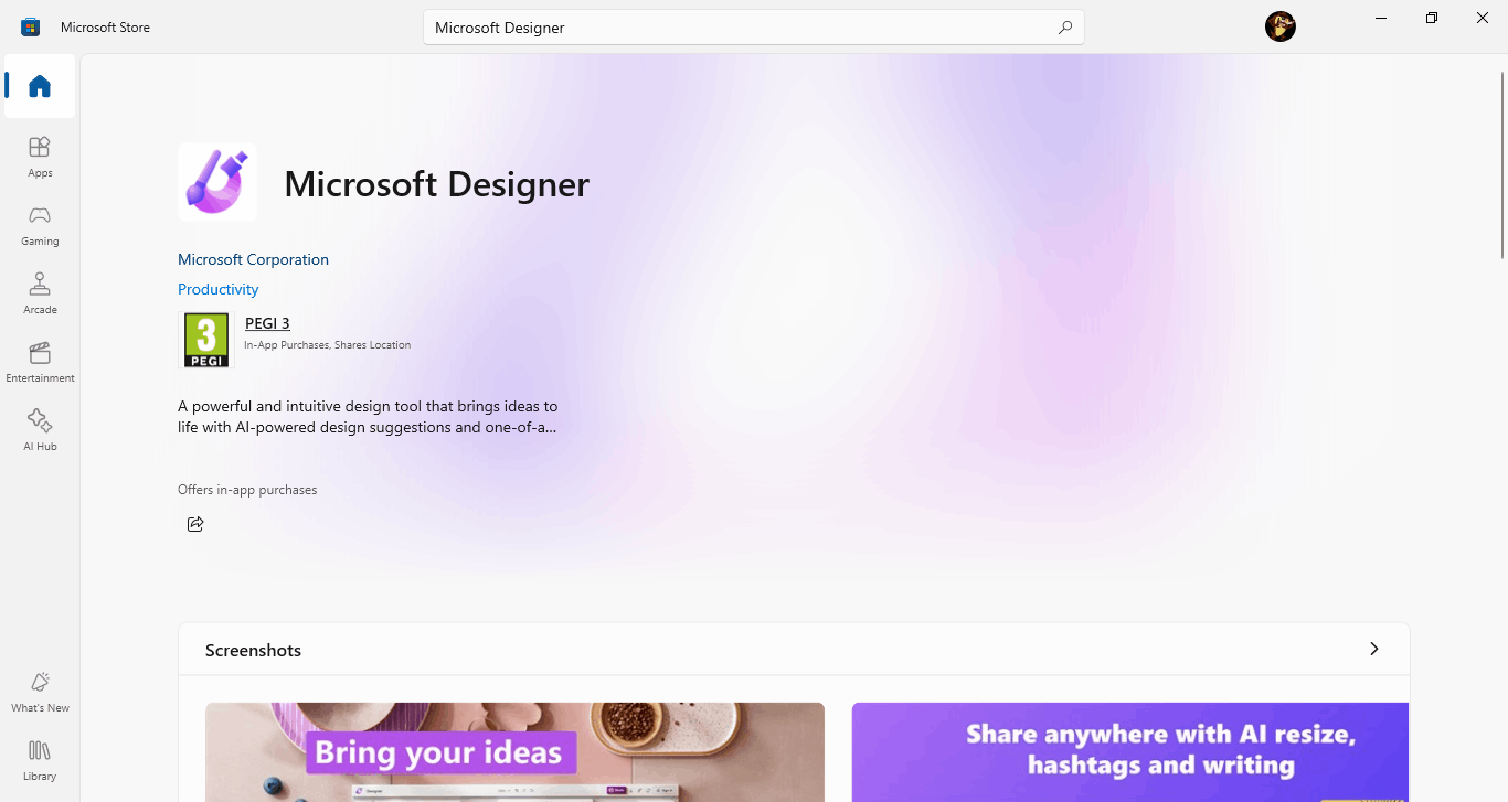 cant i Install the " Microsoft Designer" on ms store? - Microsoft Q&A