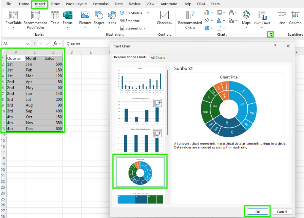 Sunburst Chart Category Sum in Microsoft Office - Microsoft Q&A