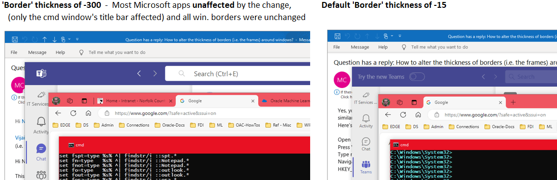 How to alter the thickness of borders (i.e. the frames) around windows ...