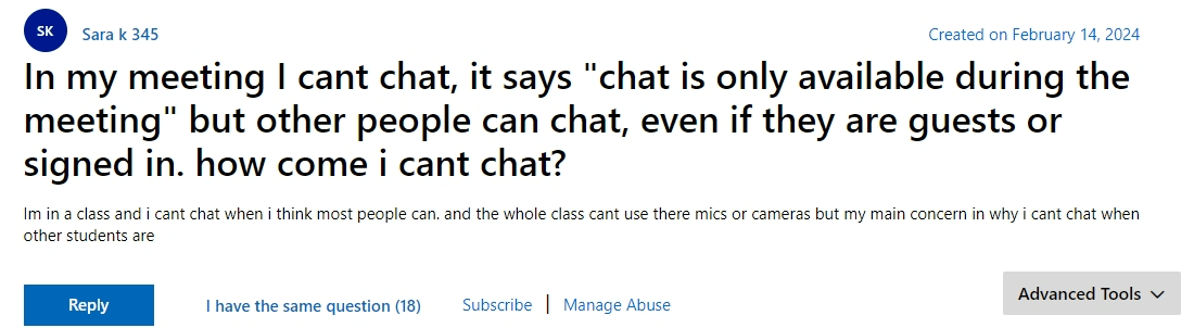 "Chat Unavailable" for meeting organizer - Microsoft Q&A