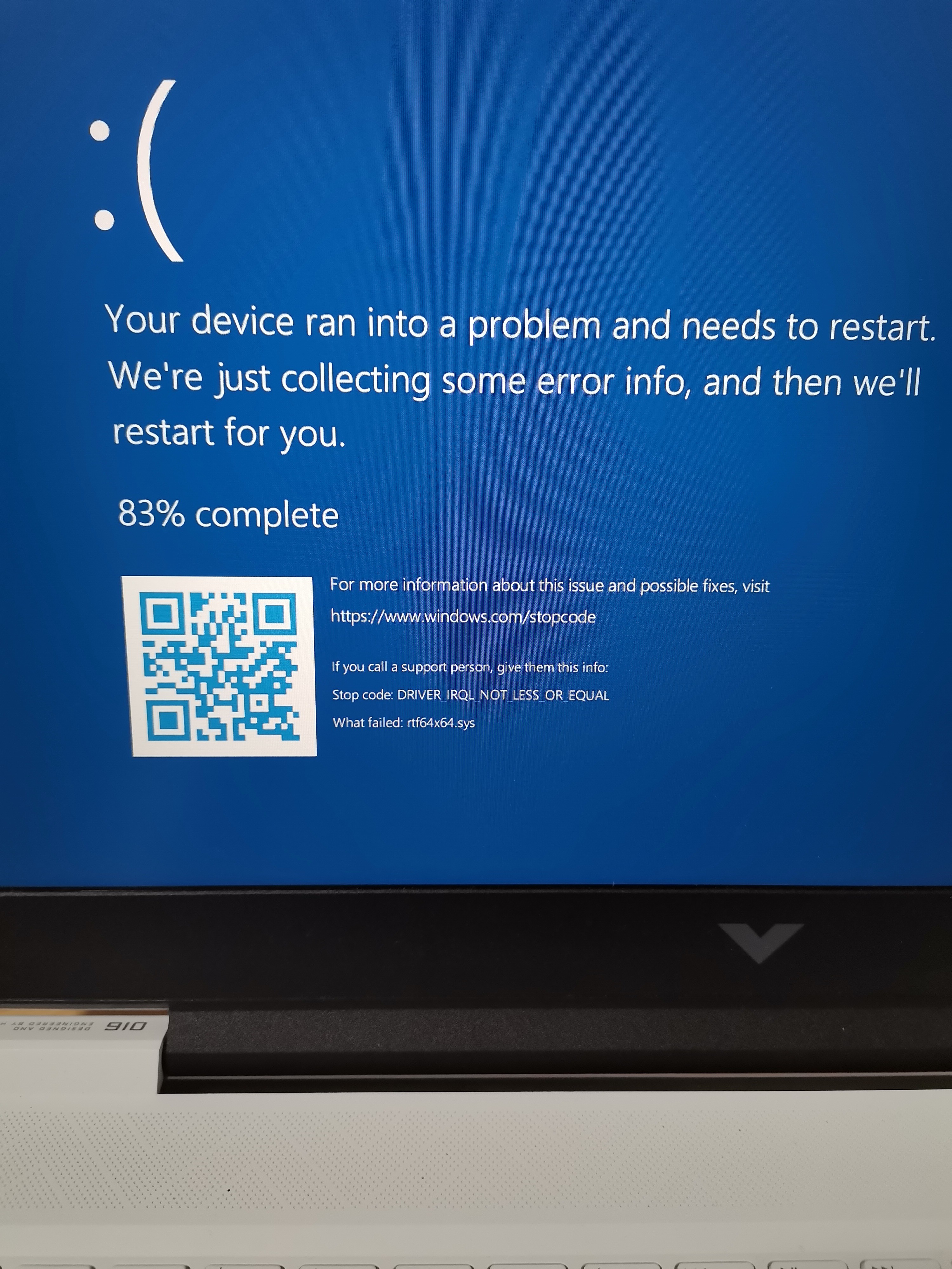 DRIVER_IRQL_NOT_LESS_OR_EQUAL BSOD caused by rtf64x64.sys - Microsoft Q&A