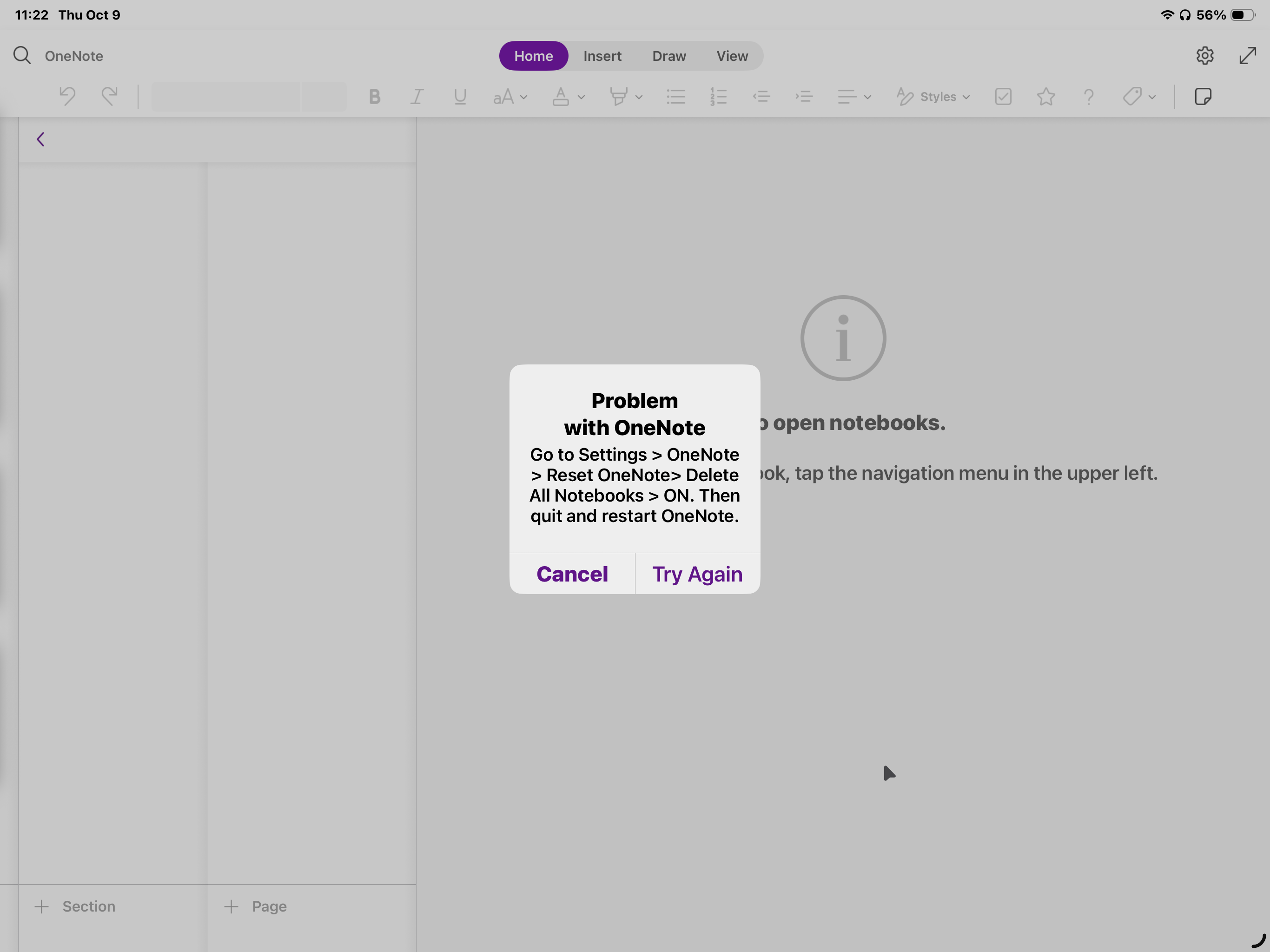 OneNote won’t let me create new notebooks nor allow me to access years ...