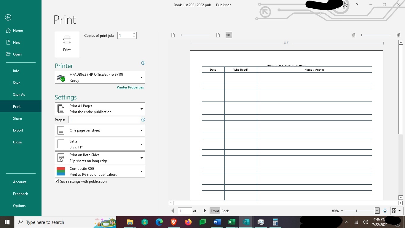 Publisher Print Preview gridlines not showing and letters cut off in ...