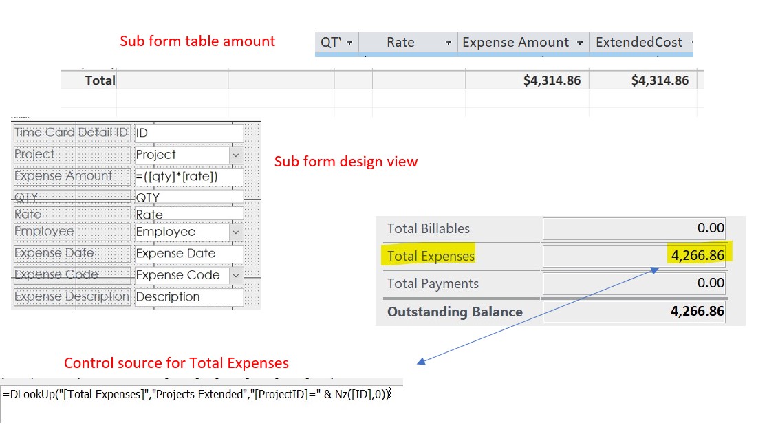 Access parent and sub forms totals - Microsoft Q&A