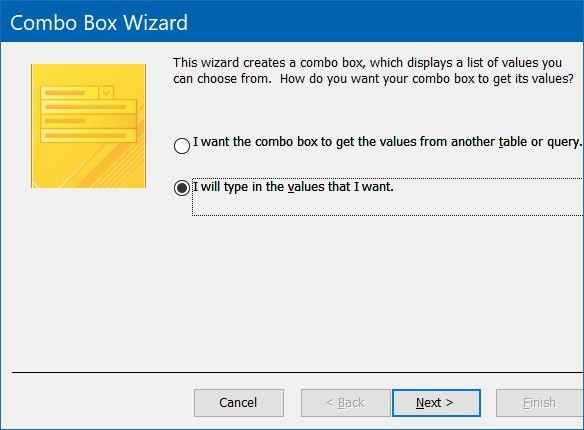 Combo Box Wizard doesn't show all fields in "store that value in this ...