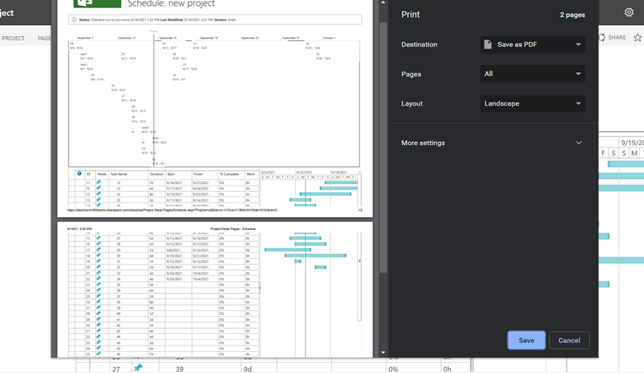 Printing and Scaling a timeline/schedule in MS Project ONLINE ...