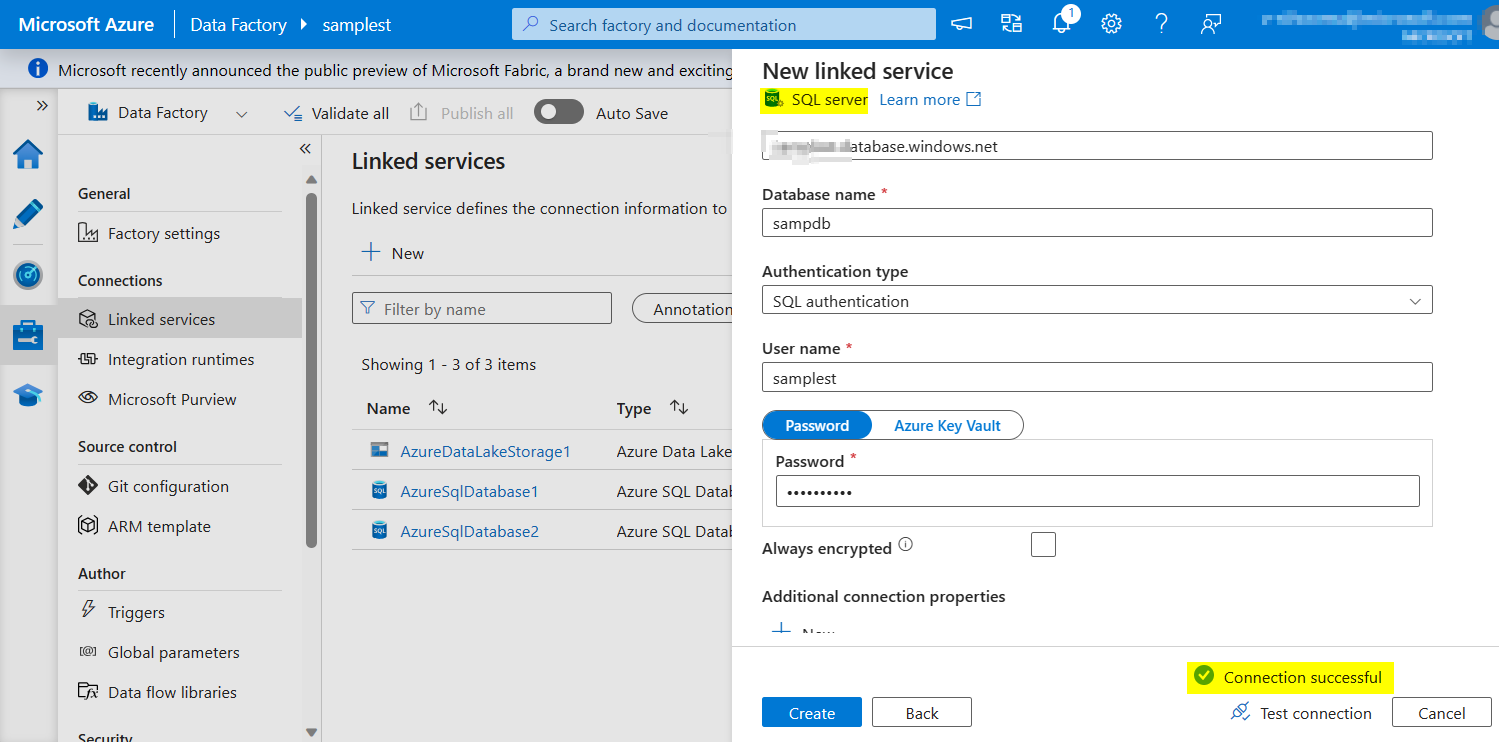 Not Able To Create A New Sql Server Linked Service Using Azure Data Factory Microsoft Qanda 