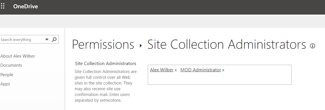 OneDrive Site Collection Admin Question - Microsoft Q&A