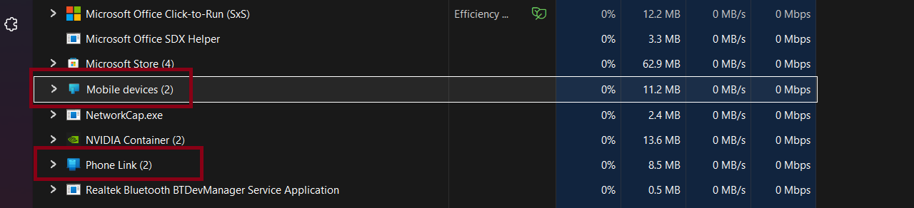 What is the use of Mobile devices service showing under task manager ...