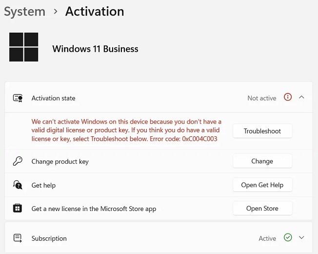 Why can't I get an active version of Windows 11 Business from Windows ...