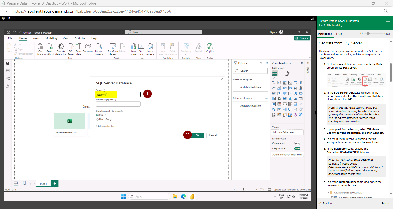 Can you please help me access data for a Power BI lab exercise ...