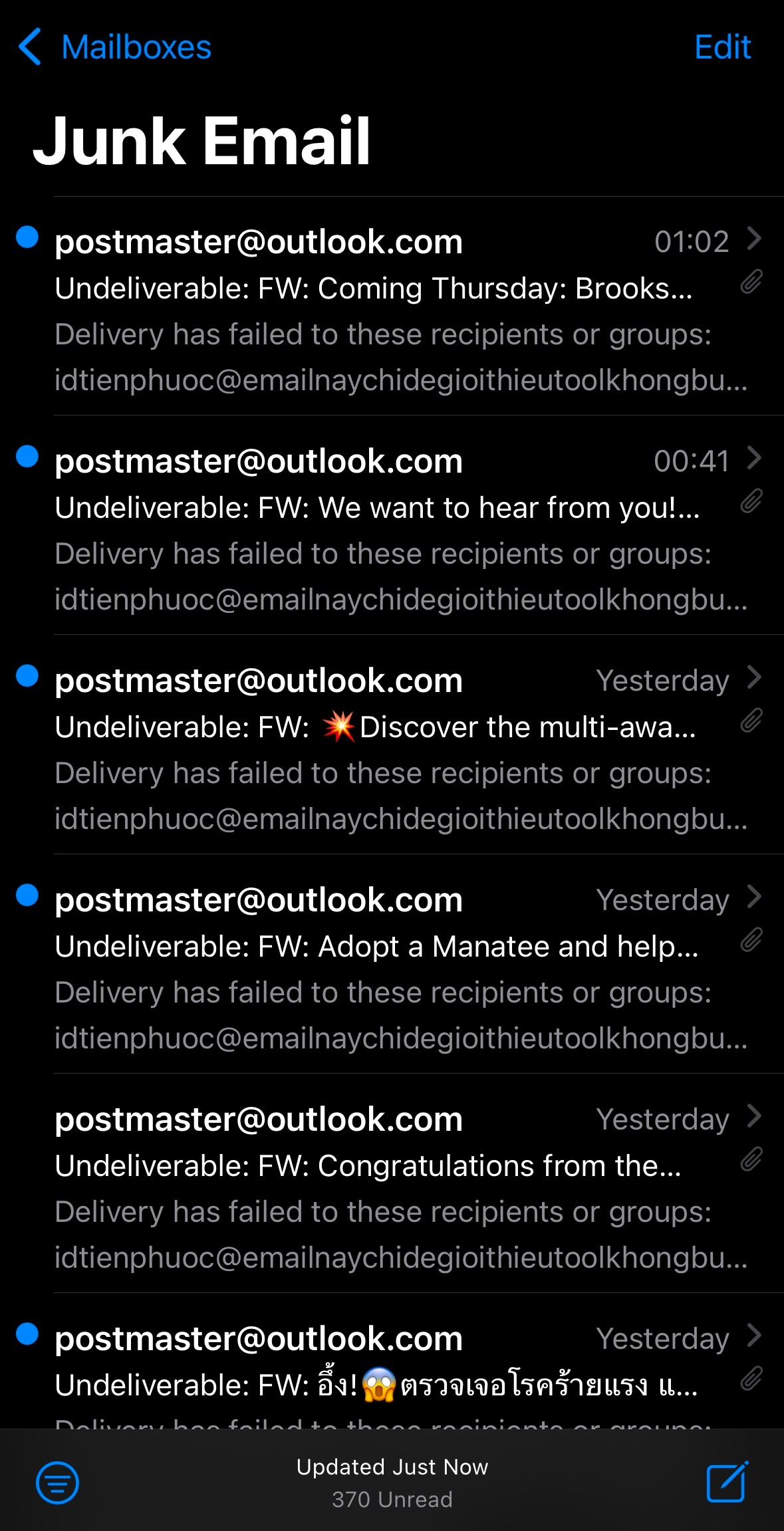 I got email from postmaster@@outlook.com in Junk Email - Microsoft Q&A